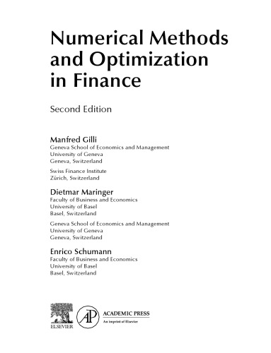 Ebook – Numerical Methods and Optimization in Finance [2nd ed.] (PDF Instant Download) – Elibs Store