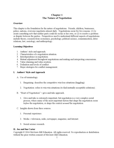 Ebook – Essentials of Negotiation – Solutions Manual for sixth edition ...